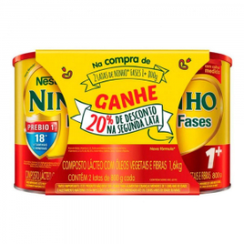 Ninho 1+ Fases 2 Latas 800g cada + 20% Desconto na Segunda L...
